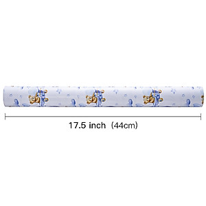 LeZakaa Gift Wrapping Paper Roll - Mini Roll - Blue Teddy Bear Hot Air Balloon Design for Baby Boy Birthday, Baby Shower - 17 inches x 32.8 Feet (46.45 sq.ft.)