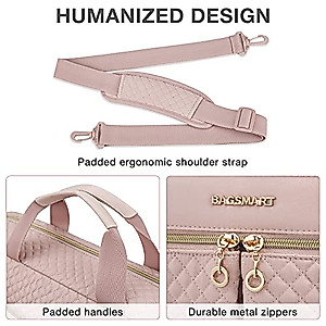 BAGSMART 17.3 Inch Laptop Bag, Briefcase for Women Computer Messenger Bag Office Travel Business,Pink