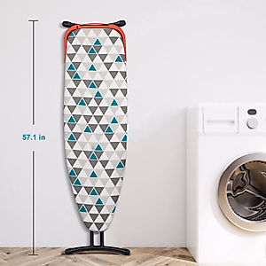 Duwee 15"×48" Ironing Board with Retractable Iron Rest,Ironing Board Full Size Heat-Resistant Cover with Thick Padding,Space Saving Iron Boards with Sturdy Legs,Adjustable Heights