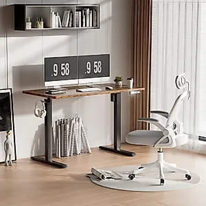 Furmax Electric Standing Desk, 47 x 24 Inches Height Adjustable Desk with Removable Casters, Home Office Computer Desk (Brown)