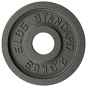 Multiple Olympic Weight Plates, Barbell Weights Bumper Plates 2 Inch Grip Single Pair & Set Rubber Cast Iron Weight Plates for Weightlifting Home Gym (Cast Iron D 2pc 5LB)