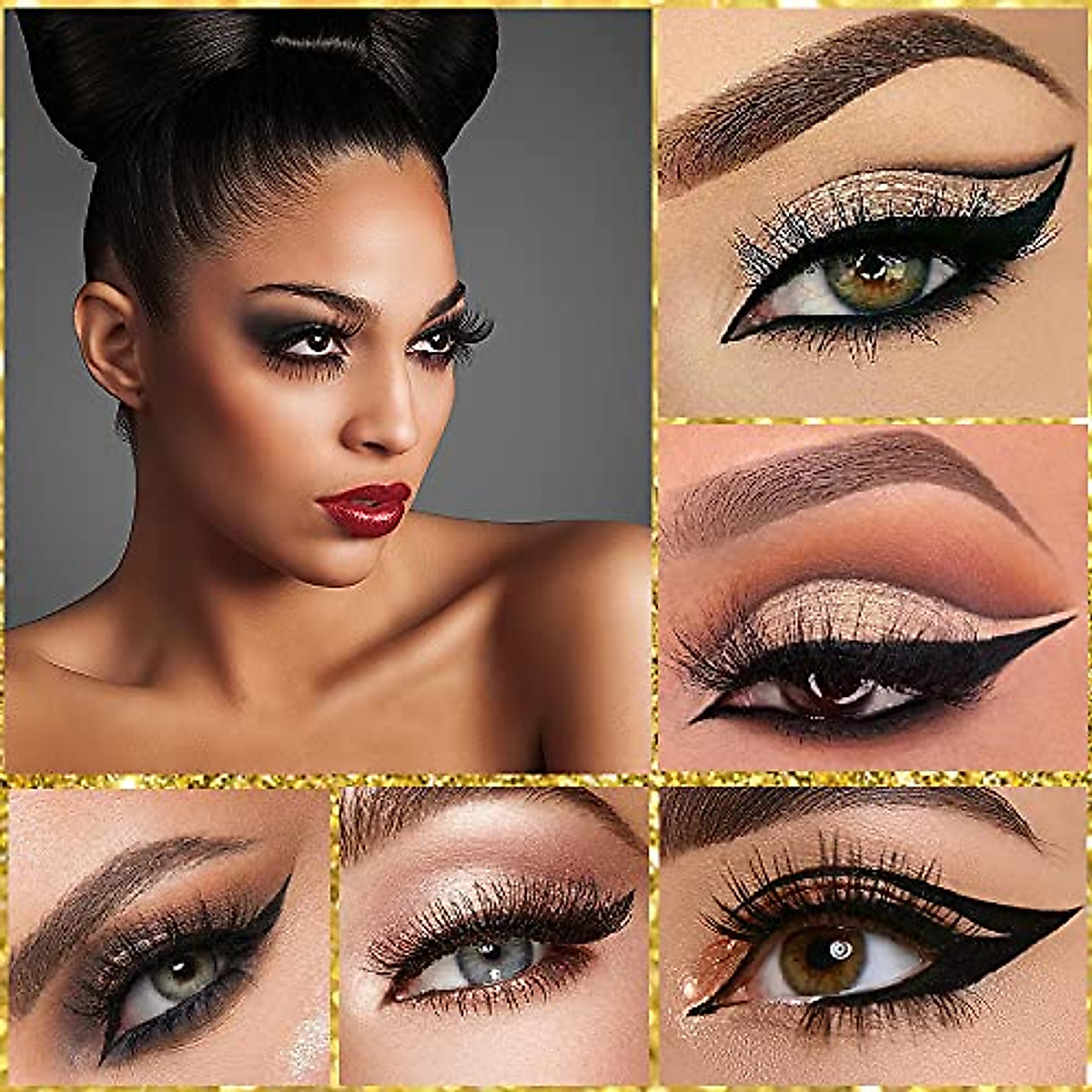 2021 Upgraded Self-adhesive Eyeliner Glue Pen,2 in 1 Eye Liner Pen Diamond Bling Glitter Liquid Eyeliner No Glue, Non Magnetic, Eye Liner for Eye Makeup and Wear Normal False Eyelashes (2021 A)