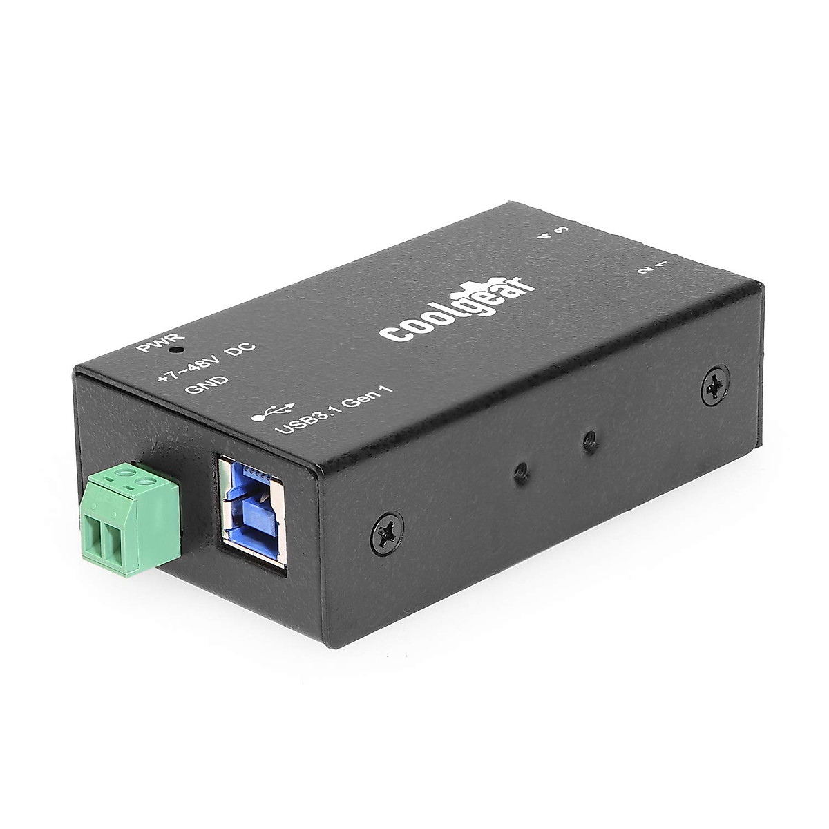 Compact 4-Port USB 3.2 Gen 1 Micro Hub for Industrial Use, 5Gbps Data, Variable Voltage Input, and Surge Protection