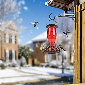 BOLITE 18006CR Hummingbird Feeder, Vintage Bottle Glass Hummingbird Feeders for Outdoors, 25 Ounces, Red