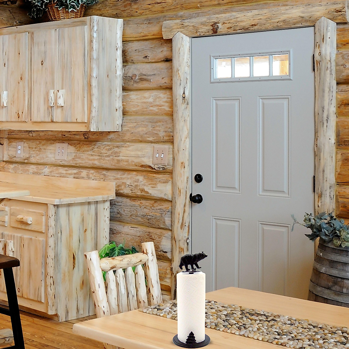 Bear Metal Paper Towel Holder Cabin Lodge Rustic Style