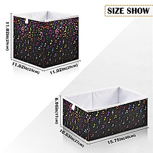 DOMIKING Music Notes Storage Bins for Closet Shelves Bedroom Foldable Fabric Storage Boxes with Sturdy Handle Large Baskets Organization Cubes 11 Inch