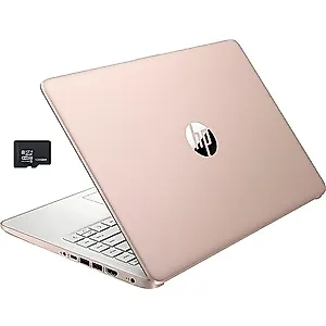 HP 14 Laptop for College Students, School, 14 Inch HD Display, Intel Celeron N4120, 8GB RAM, 192GB Storage (64GB eMMC + 128GB SD Card), Windows 11, 1 Year Office 365, Webcam, Rose Gold, PCM