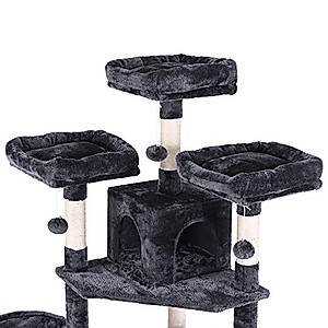 BEWISHOME Cat Tree 66.3 Inch Multi-Level Large Cat Tower with Plush Top Perches, Sisal Scratching Post Cat Play House Kitty Activity Center MMJ14H