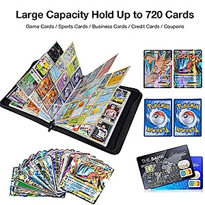 LIUDU Card Binder 9-Pocket,720 Pockets Game Cards with 40 Sleeves,Trading Card Collection Zipper Binder Holder for Kids Gifts (Black 720Pockets)