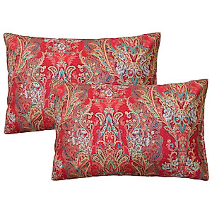 Softta Boho Bedding California King 3 Pcs Paisley Damask Pattern Bohemian Duvet Covers Quality red and Gold 100% Egyptian Cotton 1000 Thread Count Super Soft