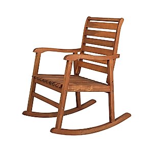JONATHAN Y RCK101A Carey Modern Slat-Back 300-Lbs Support Acacia Wood Patio Outdoor Rocking Chair for Garden, Lawn, Backyard, Pool, Deck, Beach, Firepit, Teak