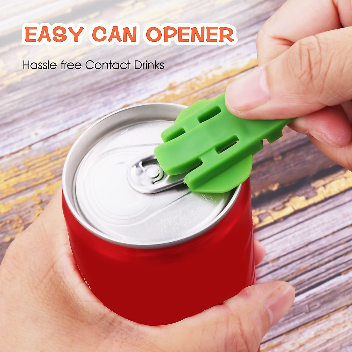 Abeillo 6 Pieces Manual Easy Can Opener, Soda Beer Can Opener Beverage Can Top Ring Opener Tool, Leakproof Soda Can Cover Can Openers for Pop, Coke, Beer, Soda, Aluminum Beverage