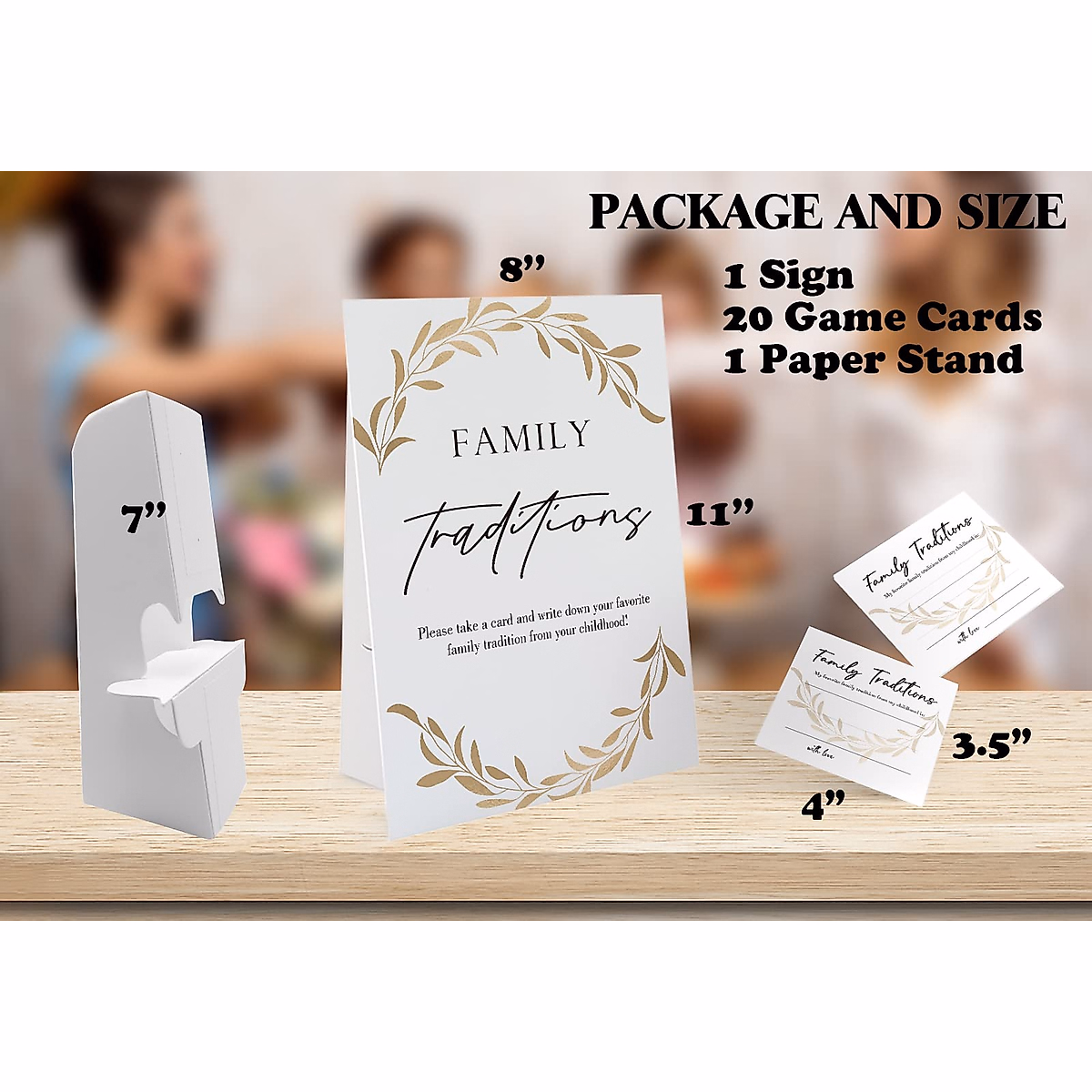 Golden Leaves Theme Favorite Family Traditions Baby Shower Games Set(1 Sign and 20 Cards), Games for Baby Shower, Wedding Shower, Bridal Shower, Game Night, Gender Reveal, Family Day Decorations 21