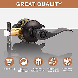 10 Pack Privacy Bathroom Door Lock Lever Keyless No Keys Door Lockset;Right/Left Handed Reversible;Oil Rubbed Bronze Door Levers Hardware