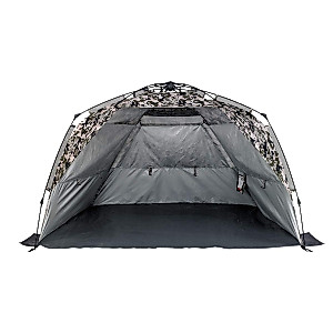 E-Z UP Wedge Portable Beach Tent, 51"x51" Entrance with 3 Roll-Up Windows and Storage Pocket, Camo Spring