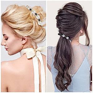 12 Pieces Banana Clip Faux Pearl Hair Clip Banana Combs Clincher Combs Rhinestones Ponytail Holder Claw Comb Fishtail Fish Hair Lady Fish Shape Ponytail Banana Clip for Women Girls Thick Long Hair