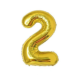 40Inch Gold Number 2 Crown Balloons Set, 2nd Birthday Balloons for Kids, Wedding Anniversar Celebration Decoration Balloons. (2)