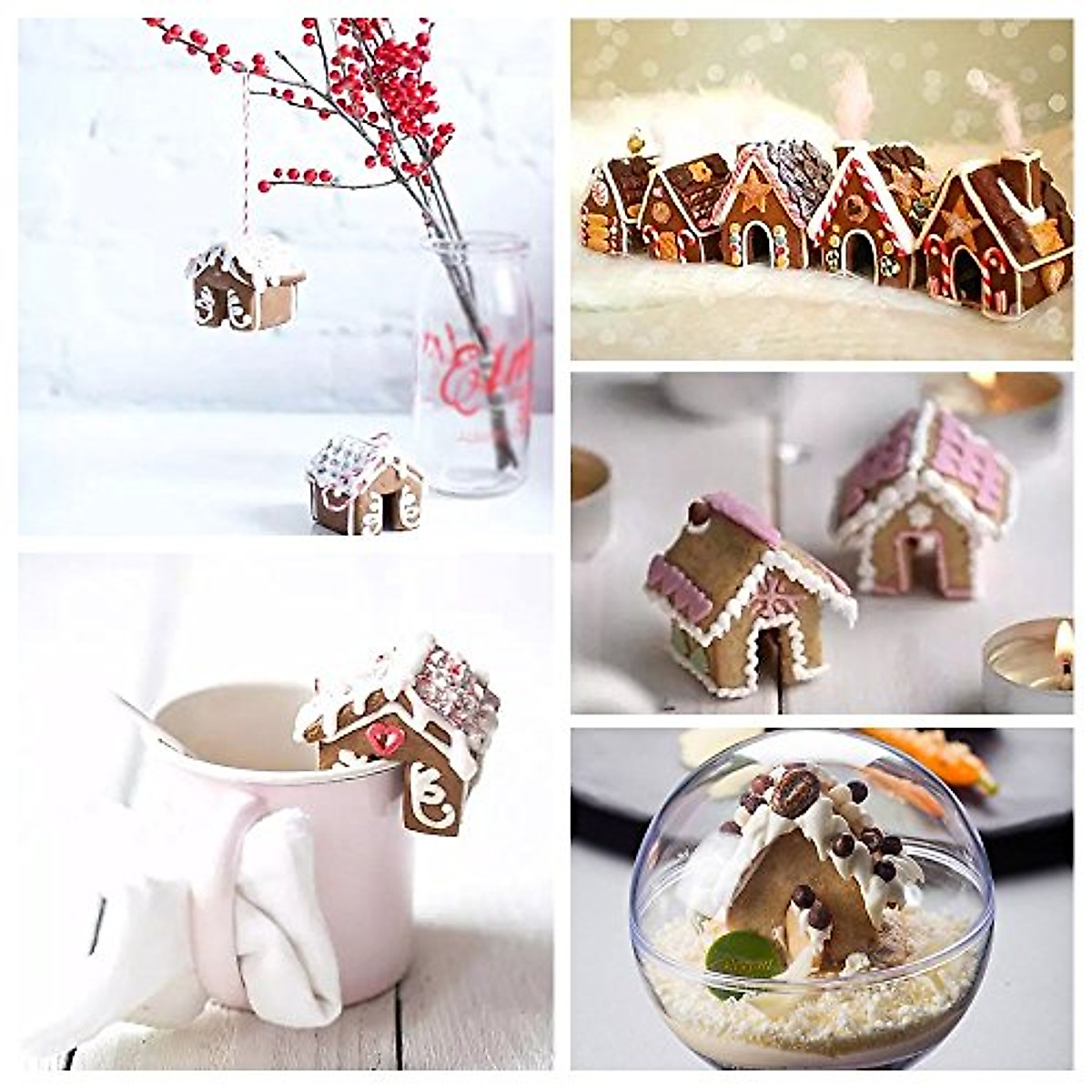 KALAIEN 3Pcs Stainless Steel Christmas Mini House Mold Gingerbread Cookie Cutter Set Cupcake Chocolate House (Small)
