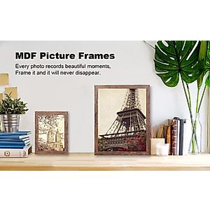 8.5x11 Picture Frame Set of 6, Certificate Document Frame Set with Display Box, Rustic Style Antique Brown Wood Grain Photo Frame Suitable for Desktop Display and Wall Decoration.