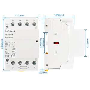 Baomain AC Contactor 40A Coil 4 Pole Universal Circuit Control 35mm DIN Rail Mount HC1-40/04 (4NC, AC 110V)