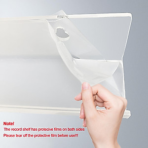 hautllaif Vinyl Record Display Set,3 Pack Transparent Vinyl Record Shelf Wall Mount and Protective Sleeve Covers,8in Acrylic Record Album Holder Shelves and Clear Album