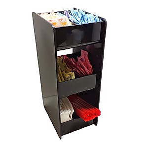 Square Style Coffee Condiment Organizer Rack with 3 Shelves and 6 Compartments Caddy (3003)