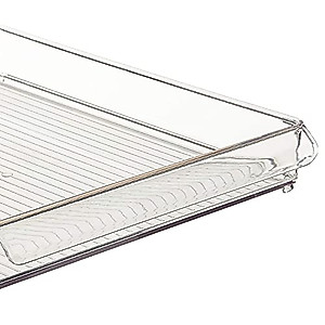 iDesign Plastic Refrigerator and Freezer Storage Organizer Tray with Handle for Kitchen, Pantry, Shelf, Counter, BPA-Free, 14.5" x 12" x 2", Clear