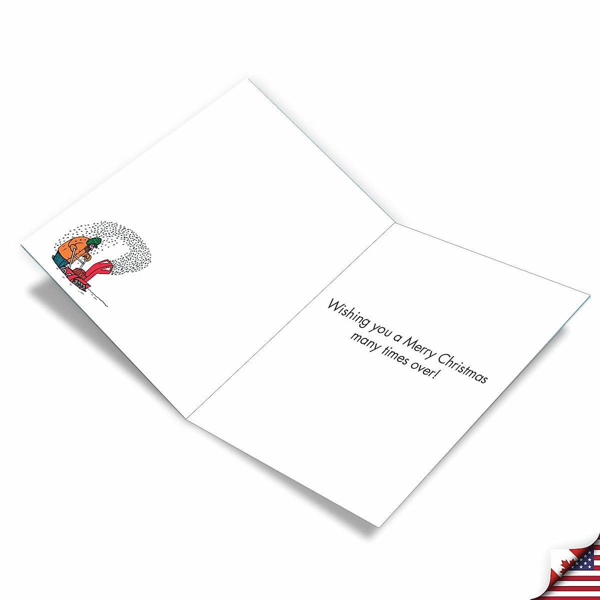 NobleWorks - Big Funny Card for Christmas (8.5 x 11 Inch) - Jumbo Cartoon Notecard, Happy Holiday Humor - Snowglobe Blower J7086XSG