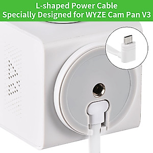 2Pack 30FT Power Cable Compatible with WYZE Cam Pan V3, 90 Degree L-Shaped Flat Micro USB Extension Cable for WYZE Cam Pan V3 (White)