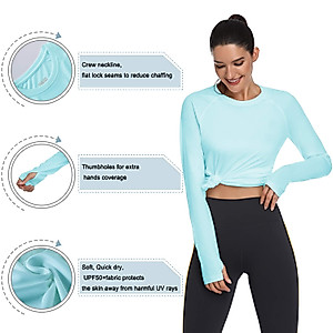 HISKYWIN Women's UPF 50+ Sun Protection Long Sleeve Shirts Outdoor Hiking Fishing Tops HF103- Light Green-M