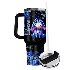 GEPOSTORE Blue Donkey 40oz Tumbler with Lid, Cute Cartoon Character Travel Cup, Birthday Gifts for Movie Lover