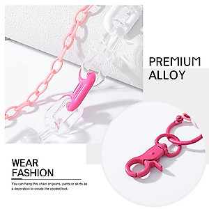 Sinalty Pink Hip Hop Pants Chains Layered Jean Chains Heart Pants Belt Chain Rave Body Jewelry Accessories for Women and Girls