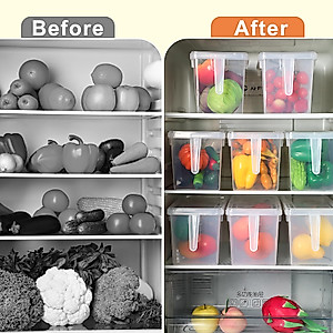 Quzzil 8 Pcs Fridge Organizer Refrigerator Organizer Bins with Lids and Handle Clear Fruit Storage Containers for Fridge Vegetable, Egg, Meat (Divided and Normal Style)