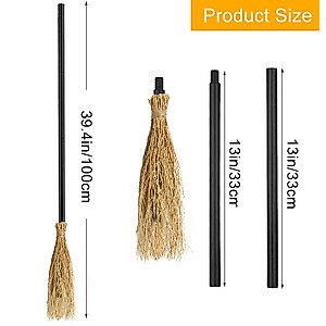 Medoore 4 Pack Halloween Witch Broom Plastic Witch Broomstick Cosplay Broom Props, Realistic Wizard Flying Broom Stick Accessory