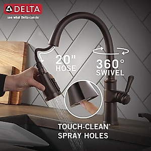 Delta Faucet Spargo Oil Rubbed Bronze Deck Mount Kitchen Faucet with Pull Down Sprayer, Venetian Bronze 19964Z-RBSD-DST