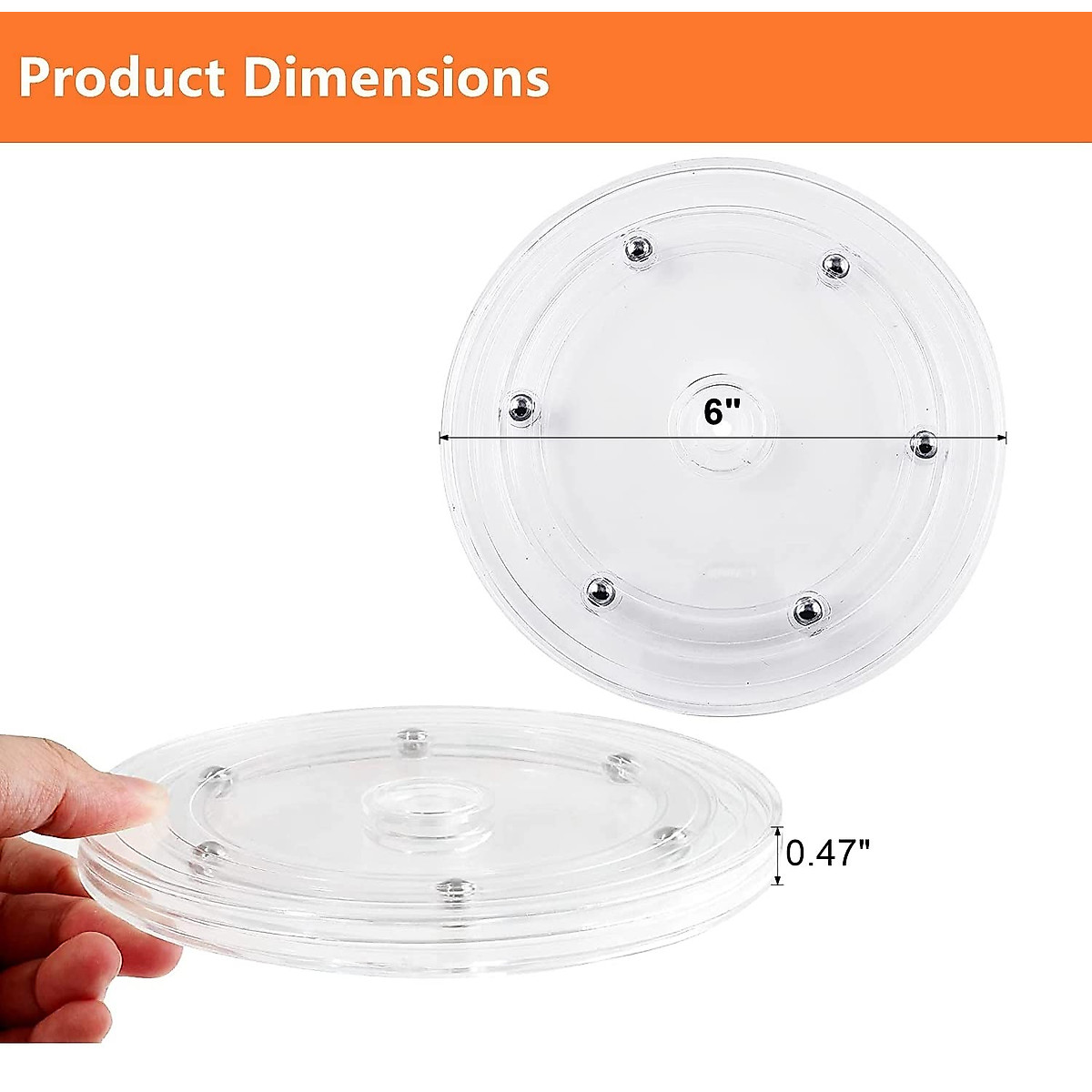Lazy Susan Organizer for Kitchen, White Acrylic for Spice Rack, Turntable for Cabinet, Table Cake Kitchen Pantry Decoration, 6 inch, 2 Pack