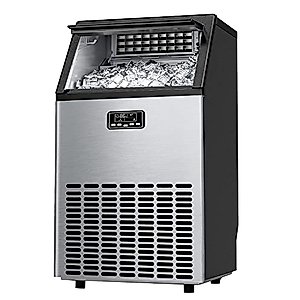 Joy Pebble Ice Maker Commercial,100lbs/24H/4,400pcs, 45 Cubes/Cycle,Ice Size Control,24H Timer,Freestanding Ice Maker Machine Under Counter, Ideal for Restaurants, Bars,Offices and Home Parties