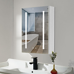 VINGLI LED Lighted Medicine Cabinet with Intelligent Mirror, Bluetooth Speaker, Weather & Temp Display, Dimmable, Anti-Fog, Built-in Outlet & USB, 3-Door Bathroom Mirror Cabinet,48 Inch