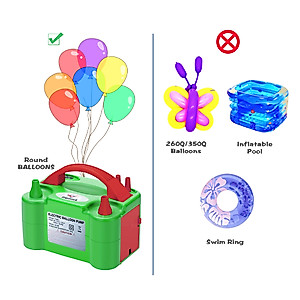 NuLink Electric Portable Dual Nozzle Balloon Blower Pump Inflation for Decoration, Party [110V~120V, 600W, Green]