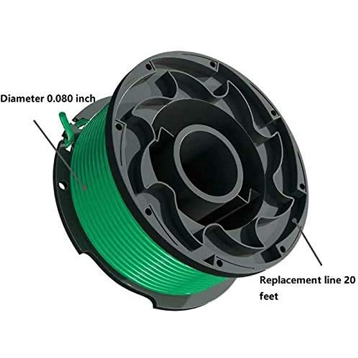 SF-080 Replacement Spool，GH3000 Trimmer Spools, Auto Feed Replacement Spools,20-Foot, 0.08-Inch, Auto Feed,Compatible with Black and Decker Weed Eater LST540 LST540B SF-080-BKP String Trimmer- 7 Pack