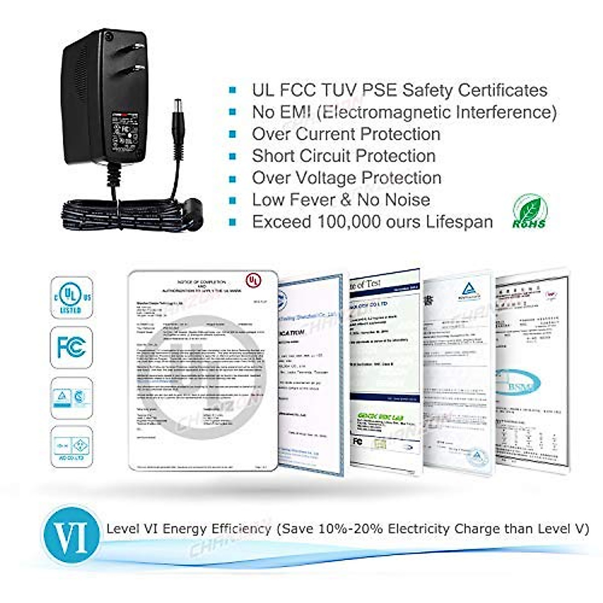 Chanzon 12V 2.5A 30W Power Supply AC DC Switching Adapter, 12 Volt 2.5 Amp AC/DC Wall Wart Converter Transformer, 100-240v 50 60HZ Input with 12vdc 2500ma Output