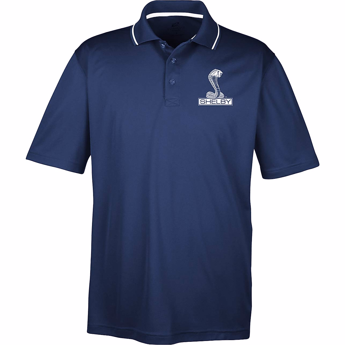 Ford Mustang Shelby Cobra Pocket Print Two Tone Polo, Navy XL