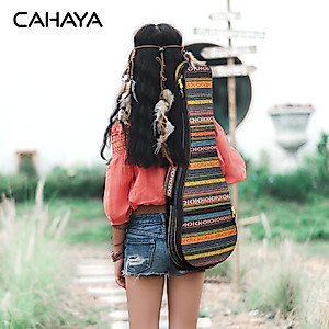 CAHAYA Ukulele Bag Soprano Ukulele Case 21 Inch Soft 0.35 Inch Thick Padded with Adjustable Straps