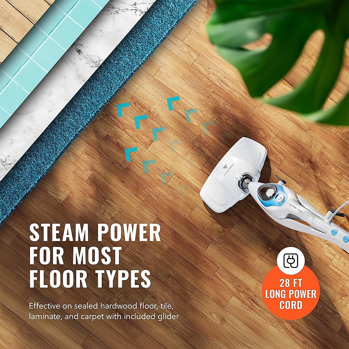 PurSteam Steam Mop Cleaner 10-in-1 with Convenient Detachable Handheld Unit, Laminate/Hardwood/Tiles/Carpet Kitchen - Garment - Clothes - Pet Friendly Steamer Whole House Multipurpose Use