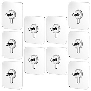 DOITOOL Self Adhesive Nails Wall Mount Non-Trace Screw Hook Stickers，10 Pcs Screw Free Stickers for Hanging Bathroom Kitchen Shower Room （16mm）