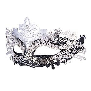 Hoshin Masquerade Mask, Mardi Gras Deecorations Venetian Masks for Womens (Silver & Black)
