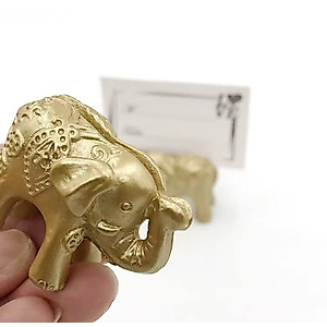 Bi-sonic lee 10 PCS Golden Elephant Table Card Holder,Name Card Holder,Place Card Holders, Table Number Holder，Photo Holders, Party Favors, Wedding Decorations (Golden Elephant)