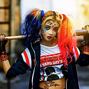 3-Pack Large Cosplay Clown Prince JOKAR & HARLI QUYNN Temporary Tattoos – 8.2 x 11.6 Inch Fake Tattoos for Cosplay, Halloween, and Parties