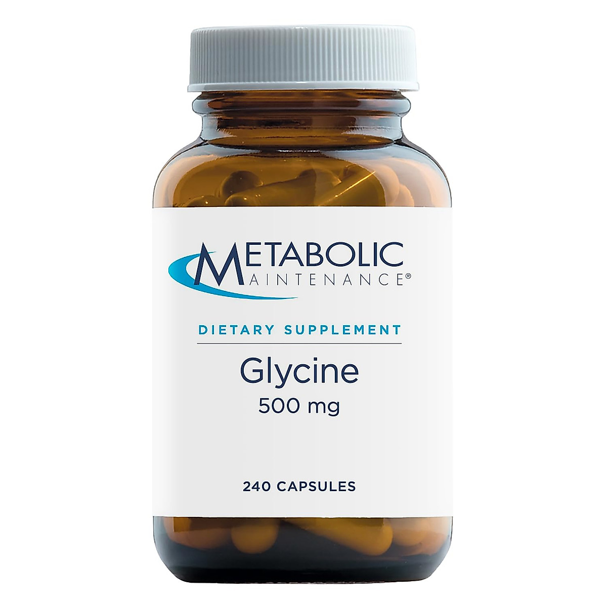 Metabolic Maintenance Glycine - Pure 500mg Amino Acid Supplement - Liver Health, Joint, Mood, Sleep + Detox Support (250 Capsules)