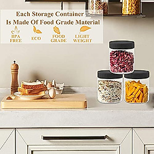 8 Oz Clear Plastic Jars with Black Lids Refillable Kitchen Storage Containers for Dry Food, Coffee, Nuts and More, 3 Pack